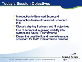 IT Scorecard: An Approach to IT Performance Measurement | PPT