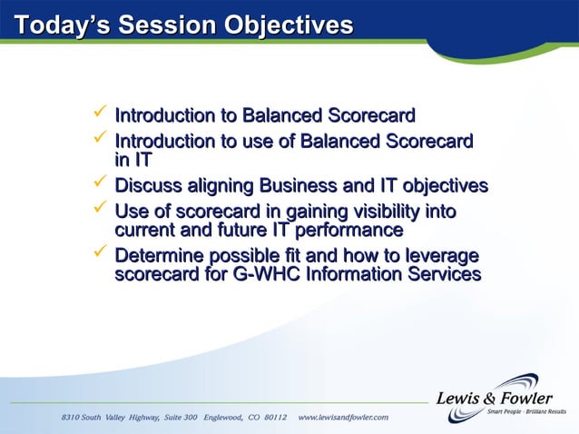 IT Scorecard: An Approach to IT Performance Measurement | PPT