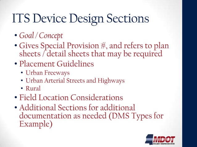 MDOT ITS Design Manual | PPTX | Civil Engineering Industry | Industries