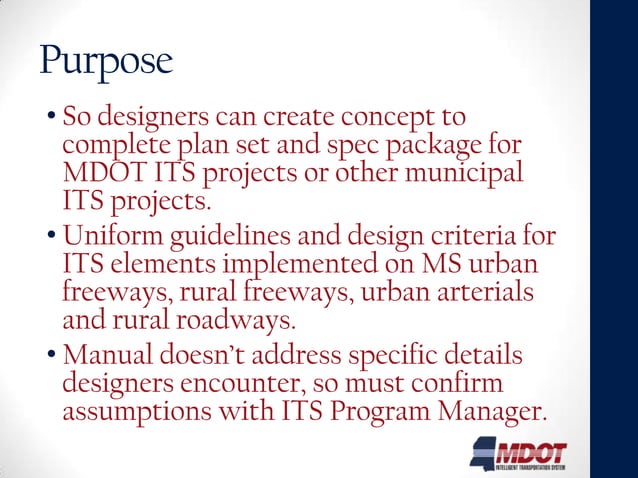 MDOT ITS Design Manual | PPTX | Civil Engineering Industry | Industries