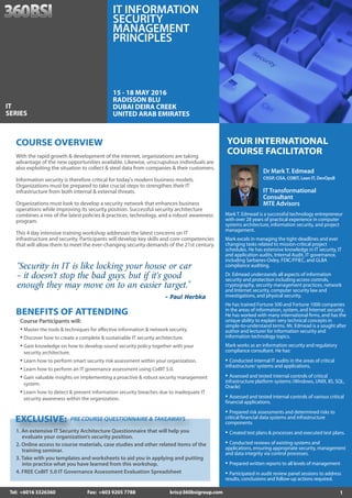 IT Information Security Management Principles, 15 - 18 May 2016 Dubai ...
