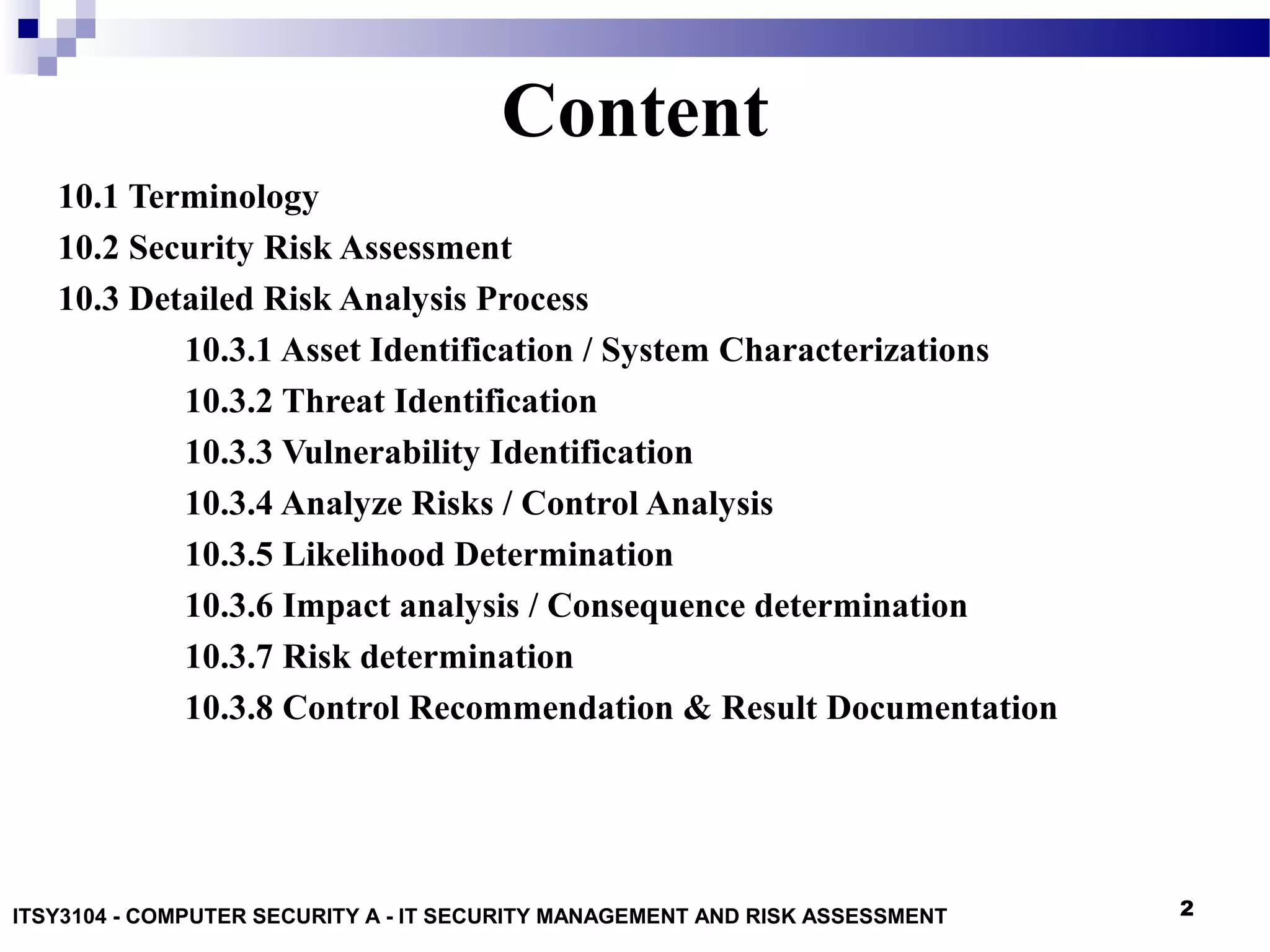 IT Security management and risk assessment | PPT