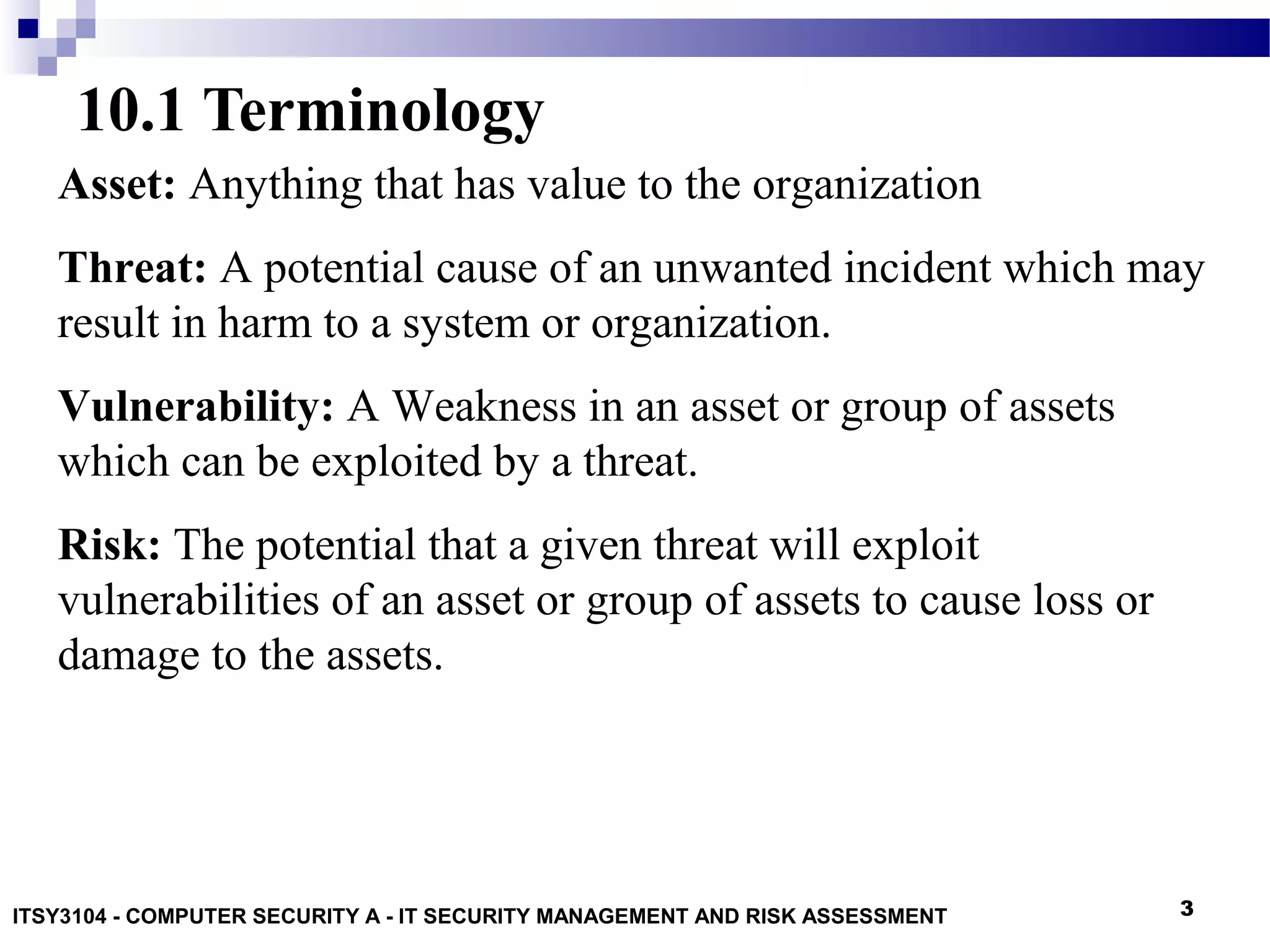 IT Security management and risk assessment | PPT