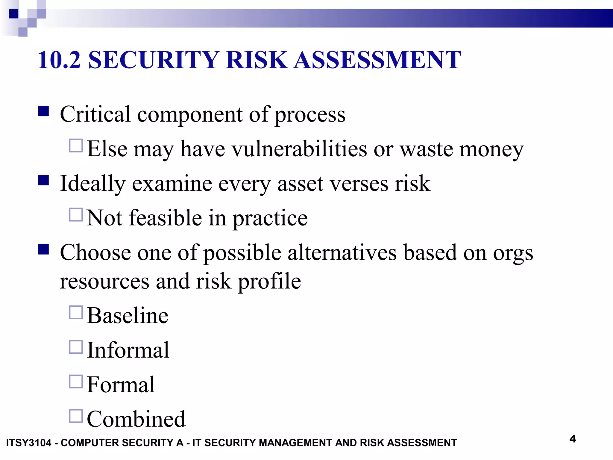 IT Security management and risk assessment | PPT