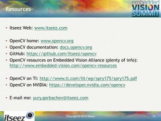 OpenCV for Embedded: Lessons Learned | PPTX