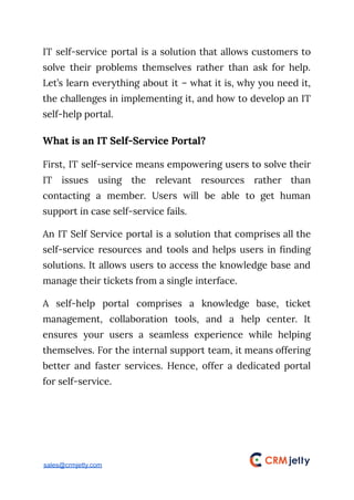 It self service portal all you need to know about it | PDF