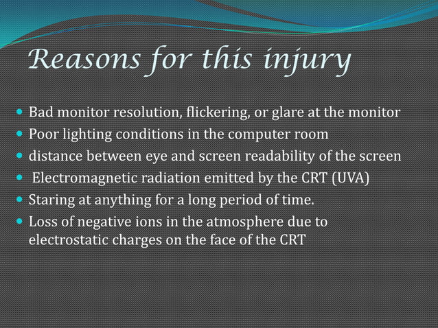 computer related health hazards | PPTX | Death, Injury, or Military ...