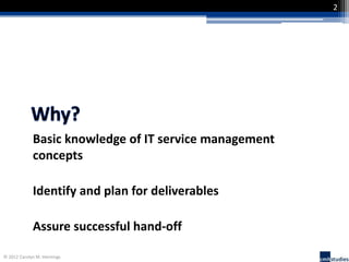 IT Service Management Concepts for Project Managers | PPTX