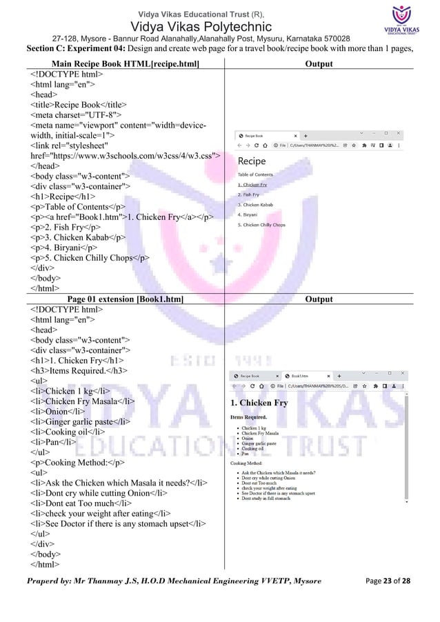 IT Skill Lab Manual 20CS01P.pdf | Web Design and HTML | Internet
