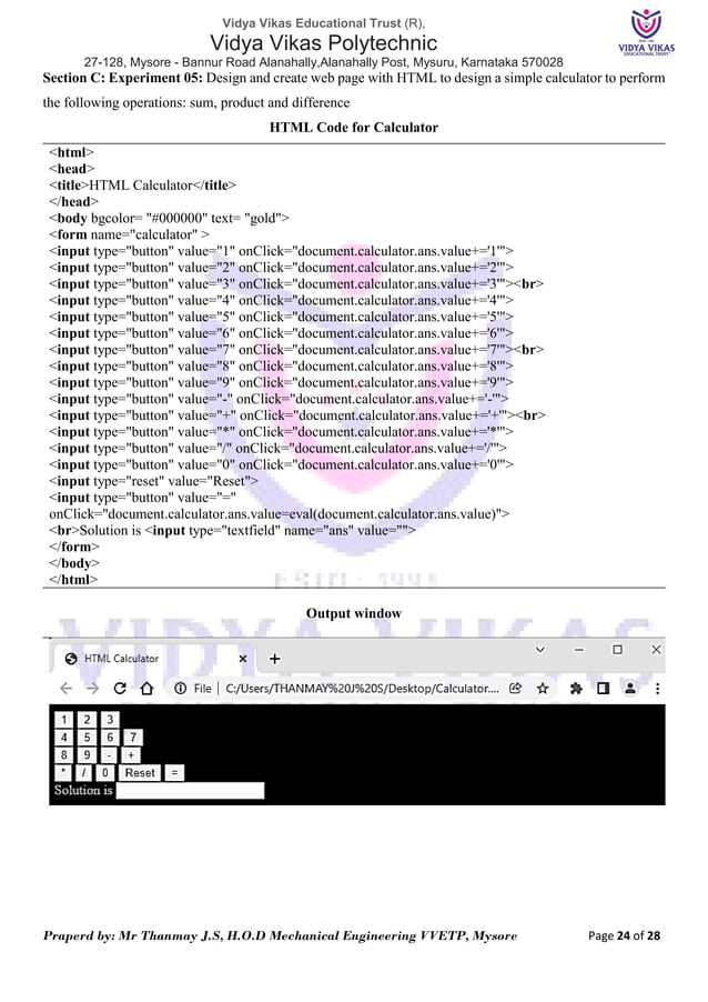 IT Skill Lab Manual 20CS01P.pdf | Web Design and HTML | Internet