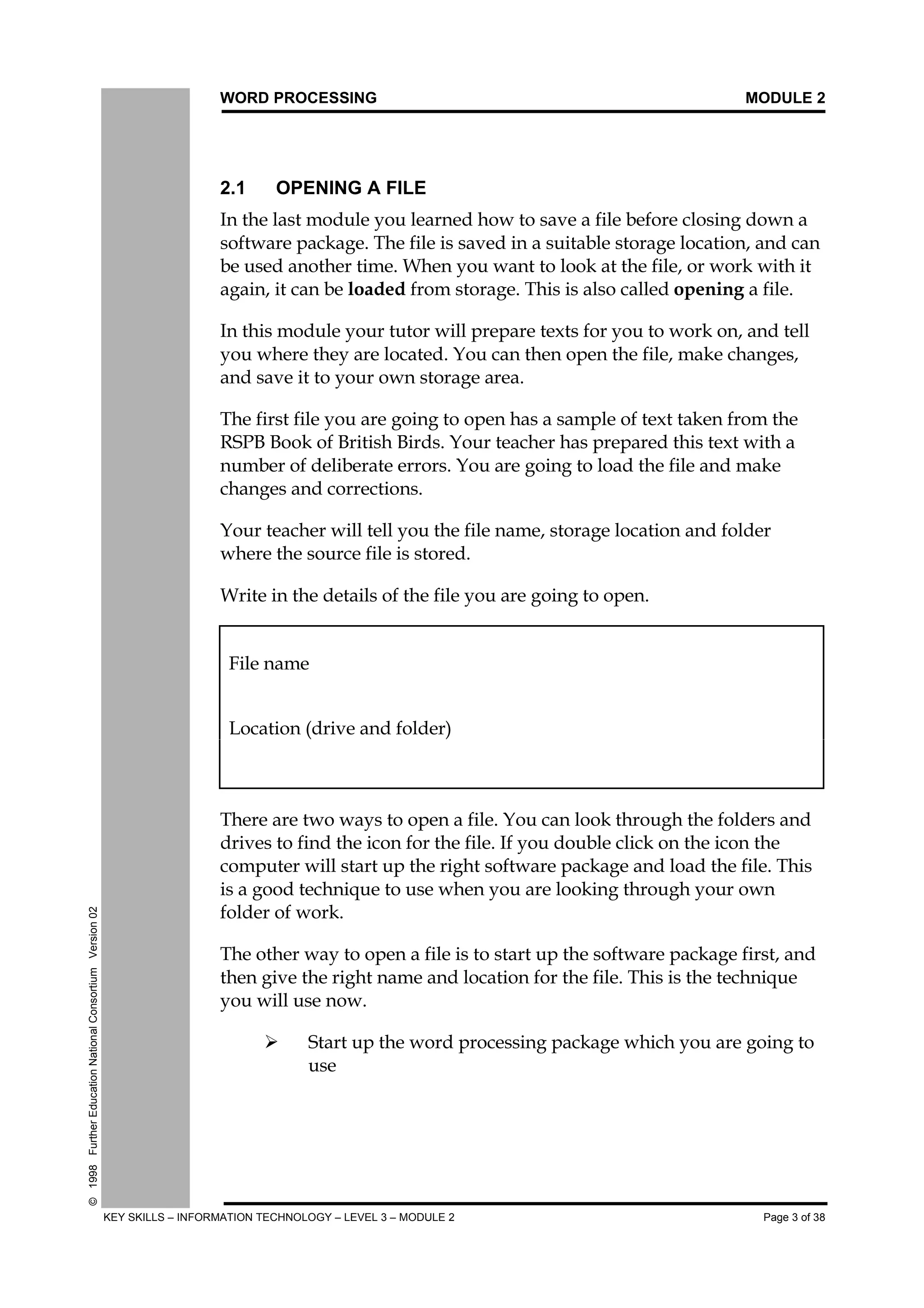 It skills module 2 - word processing | PDF