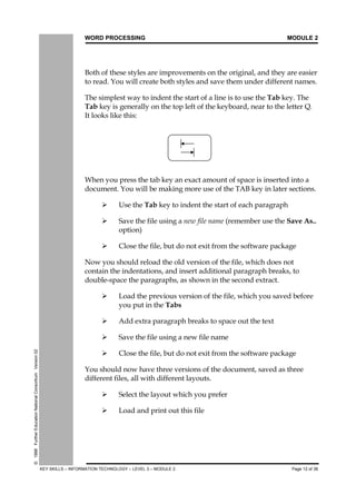 It skills module 2 - word processing | PDF