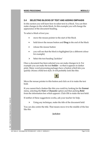 It skills module 2 - word processing | PDF