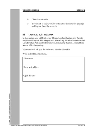 It skills module 2 - word processing | PDF