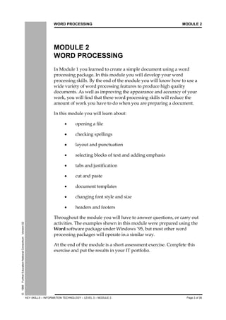 It skills module 2 - word processing | PDF