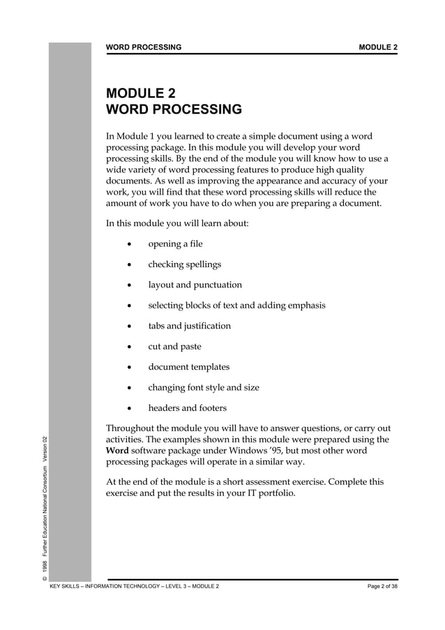 It skills module 2 - word processing | PDF