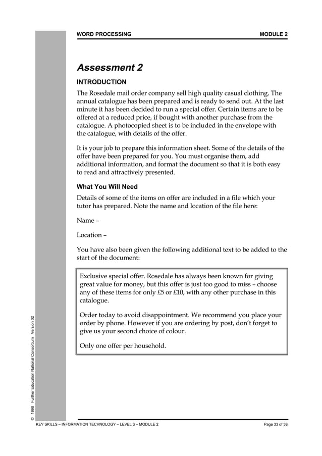 It skills module 2 - word processing | PDF
