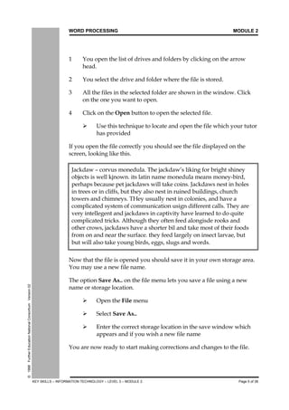 It skills module 2 - word processing | PDF