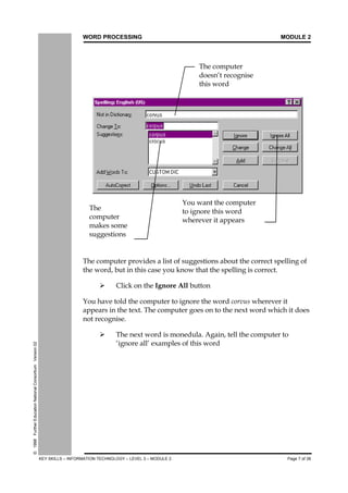 It skills module 2 - word processing | PDF