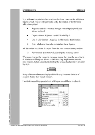 It skills module 5 - spread sheets | PDF