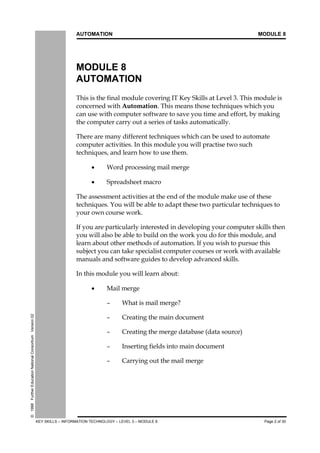 It skills module 8 - automation | PDF