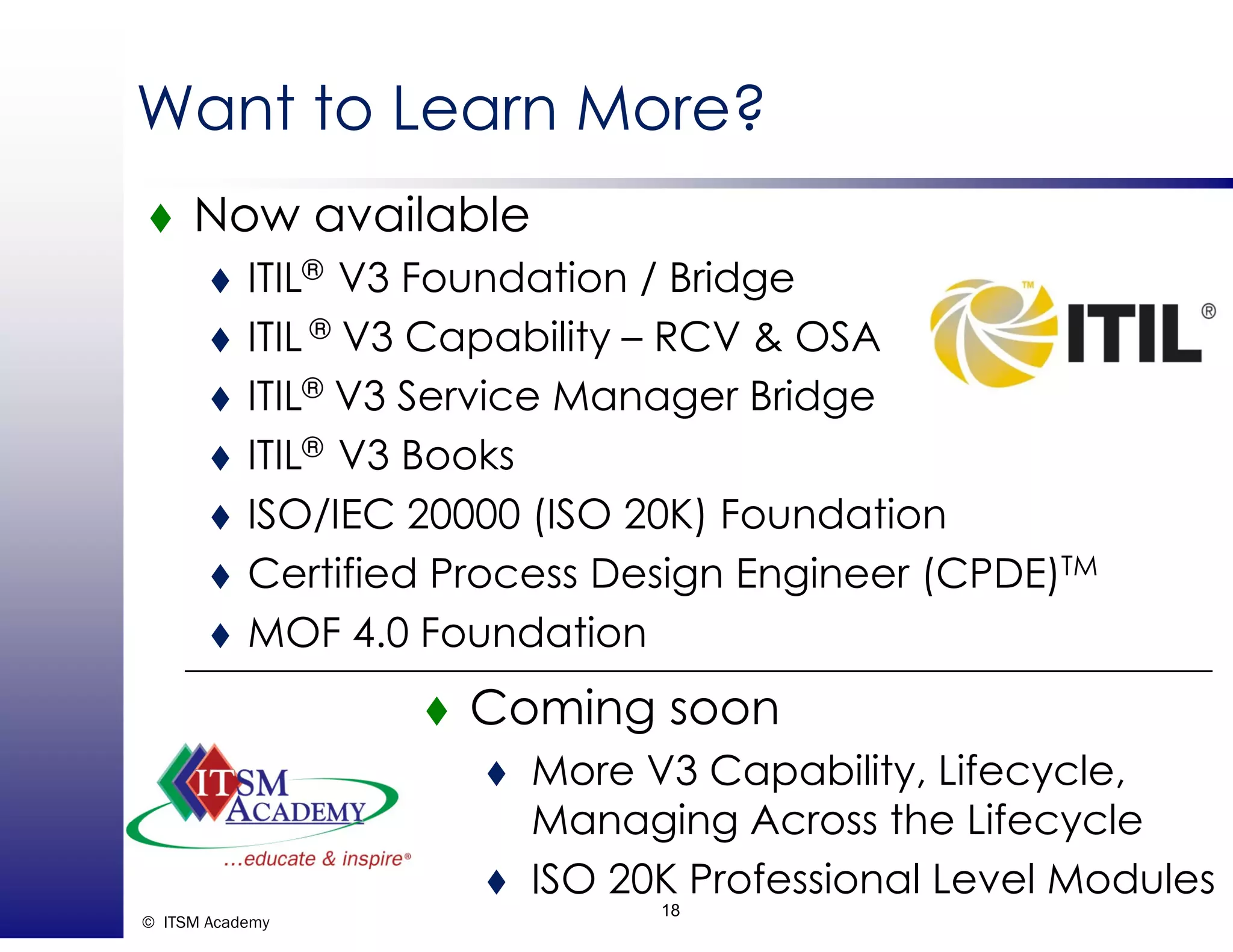 Role with IT(IL) - V3 Roles and Responsibilities - ITSM Academy Webinar ...