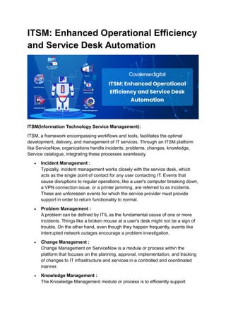 ITSM Enhanced Operational Efficiency and Service Desk Automation | PDF