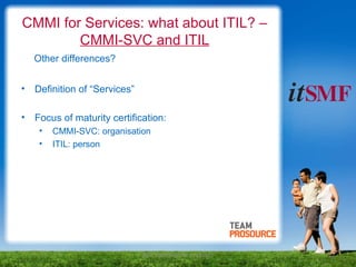 TeamProsource @ ITSMF 2010 - CMMI for services what about ITIL by Gert ...