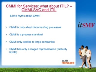 TeamProsource @ ITSMF 2010 - CMMI for services what about ITIL by Gert Leroy | PPT
