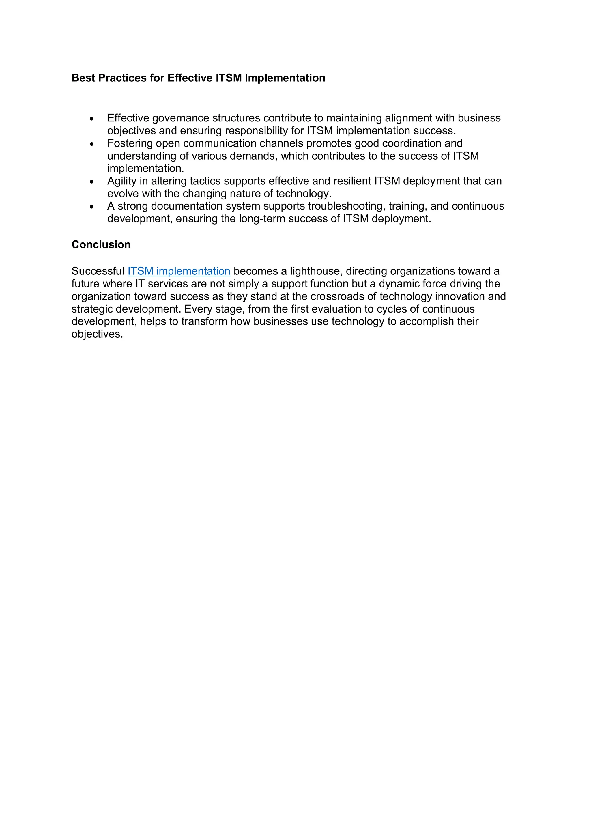 ITSM Implementation: A Purposeful Journey to Superiority | PDF