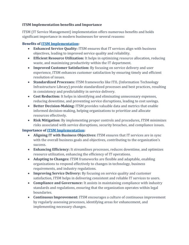 ITSM Implementation benefits and Importance.pdf