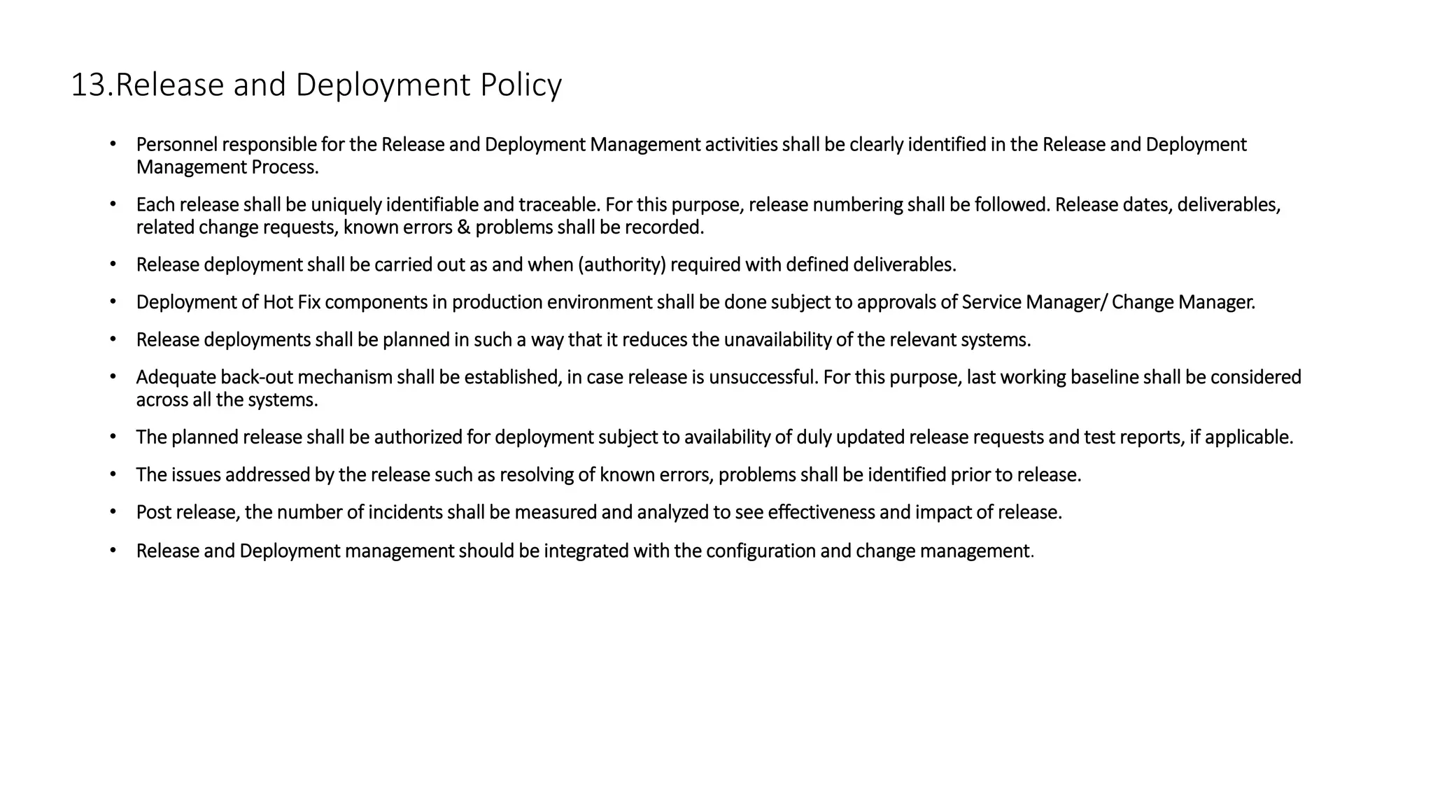 ITSM Policies Presention and details for implementation | PPTX