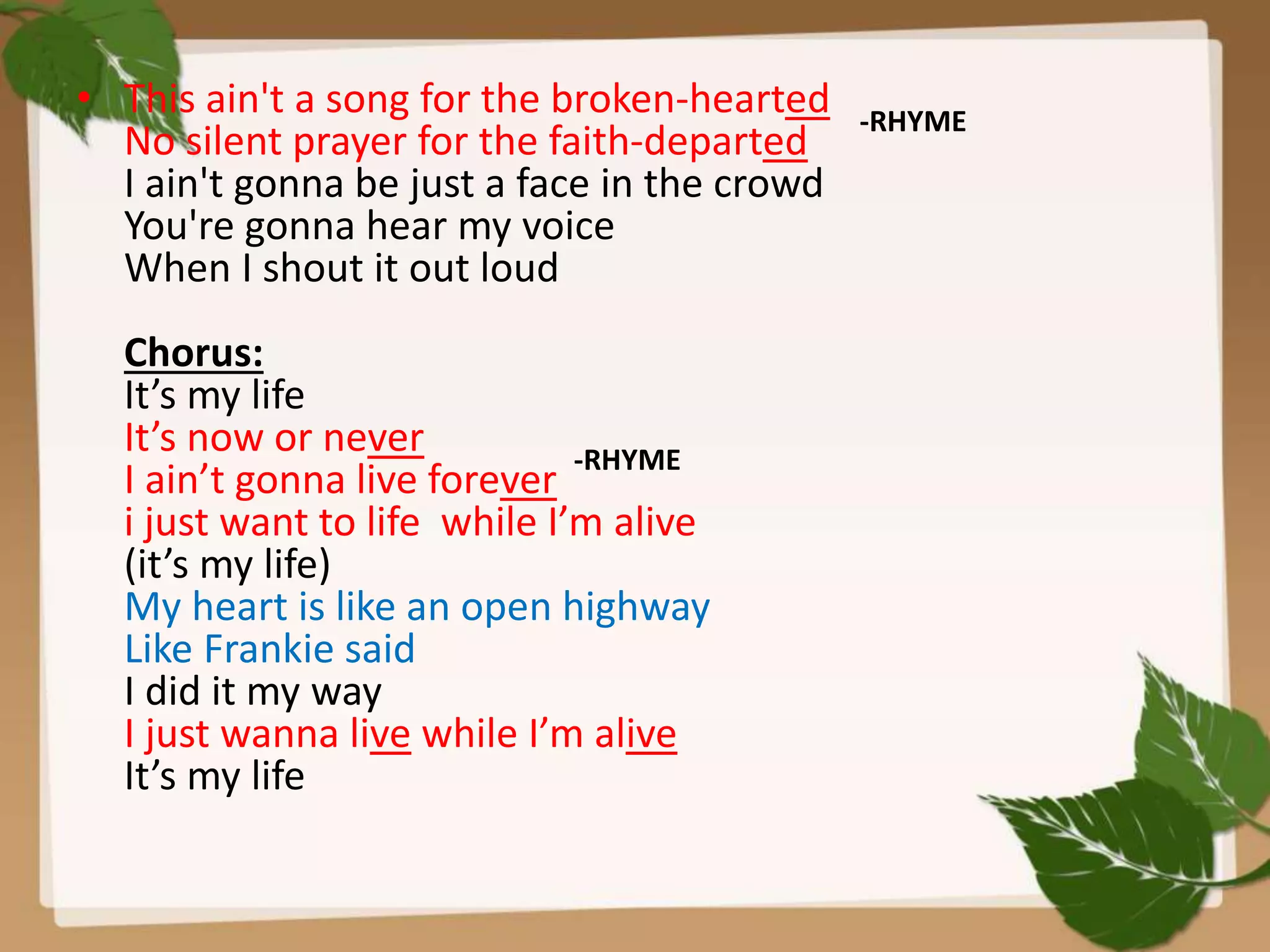 Its my life presentation for english lesson | PPTX | Hard Rock | Rock Music