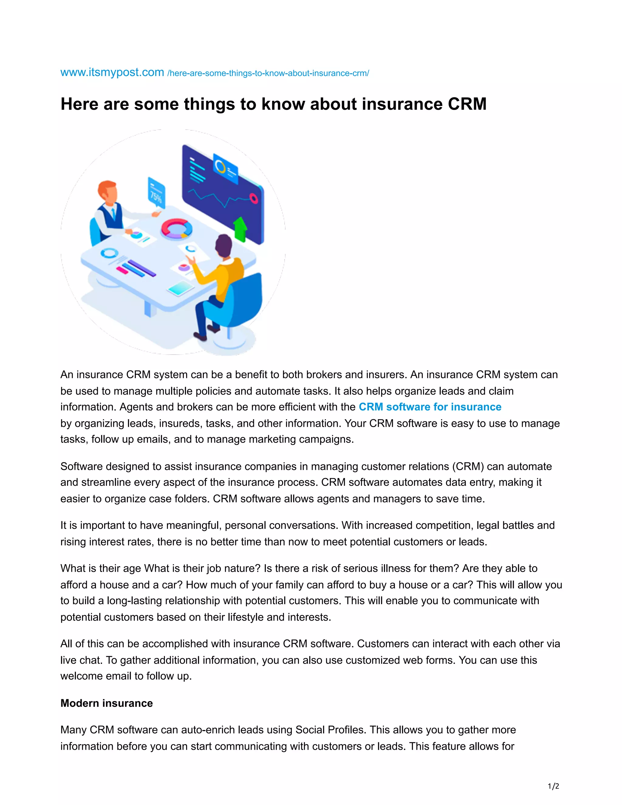 Here are some things to know about insurance CRM | PDF