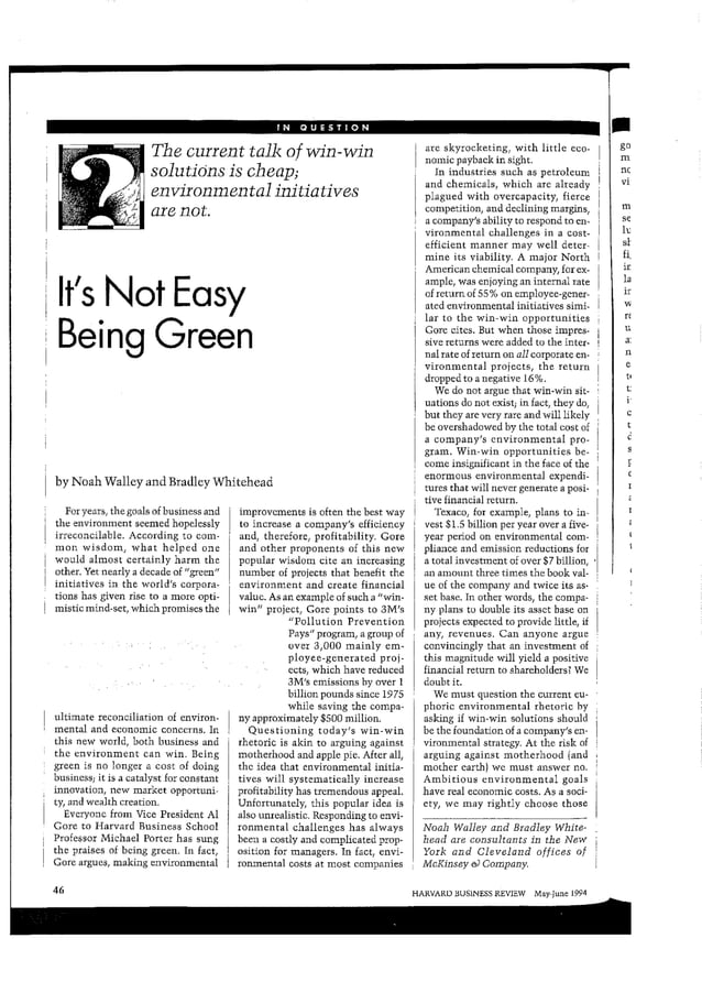 It's not easy being green hbr | PDF