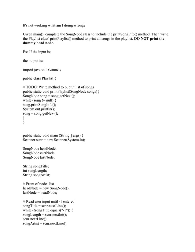 It's not working what am I doing wrong- Given main()- complete the Son.pdf | Programming ...