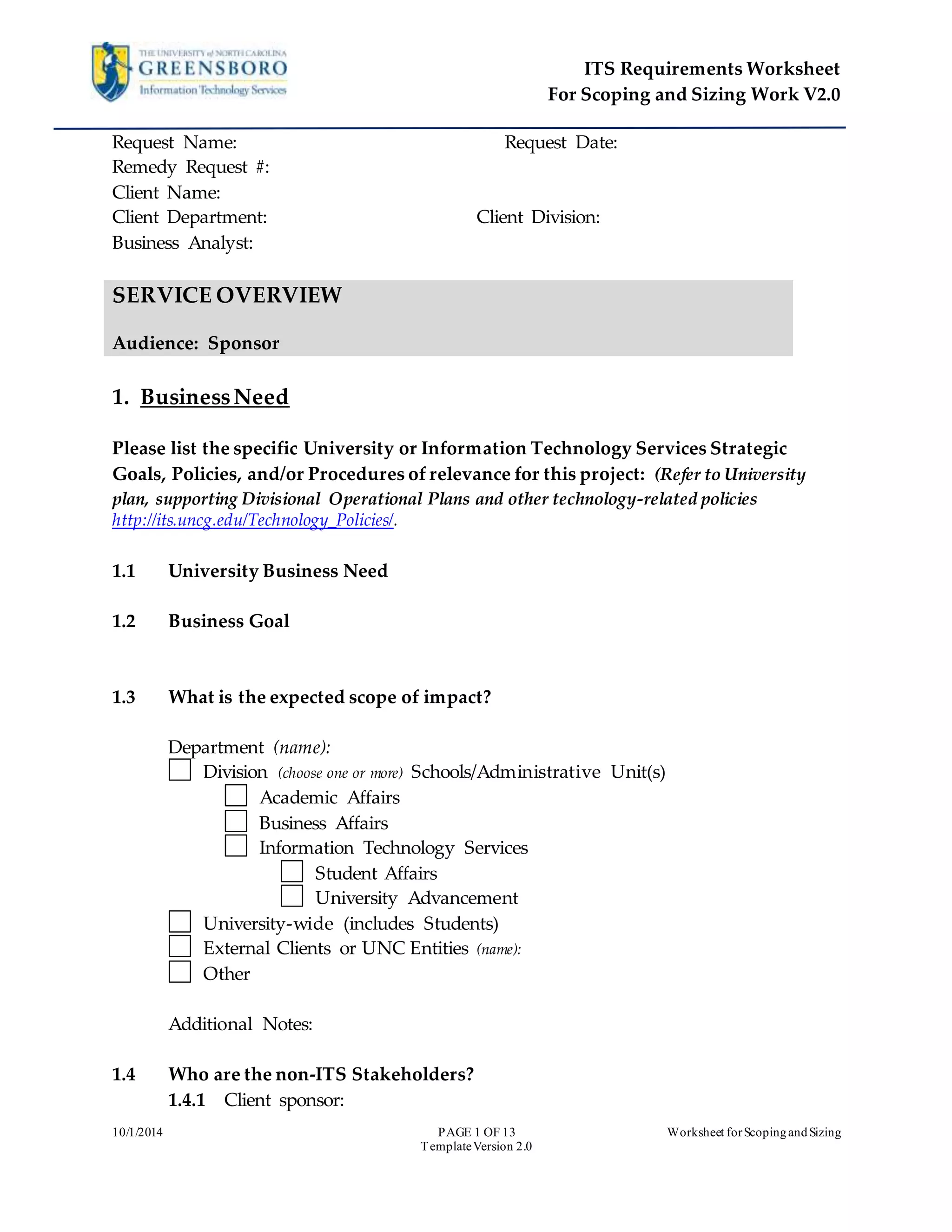 Its requirements worksheet for scoping and sizing v2.0 | DOCX