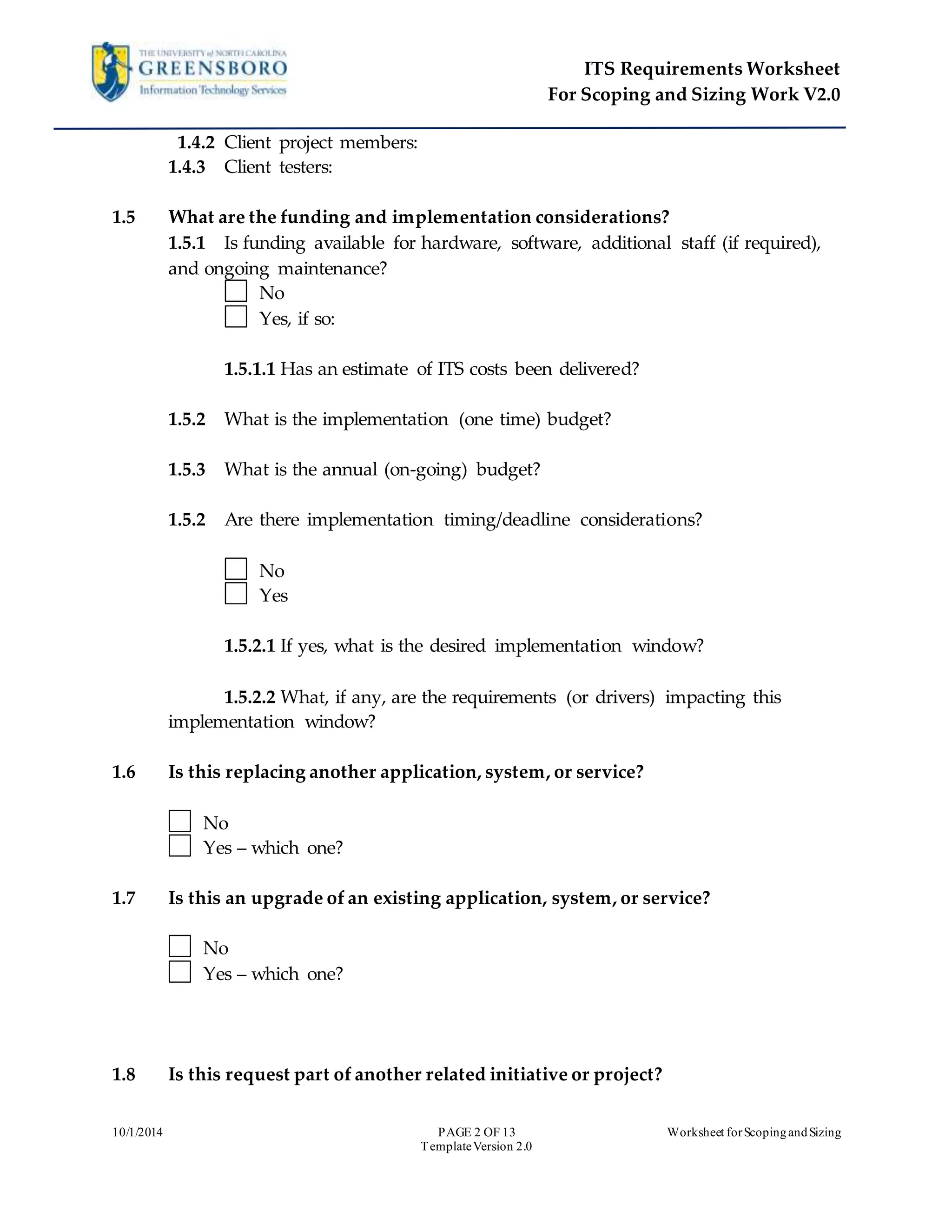 Its requirements worksheet for scoping and sizing v2.0 | DOCX