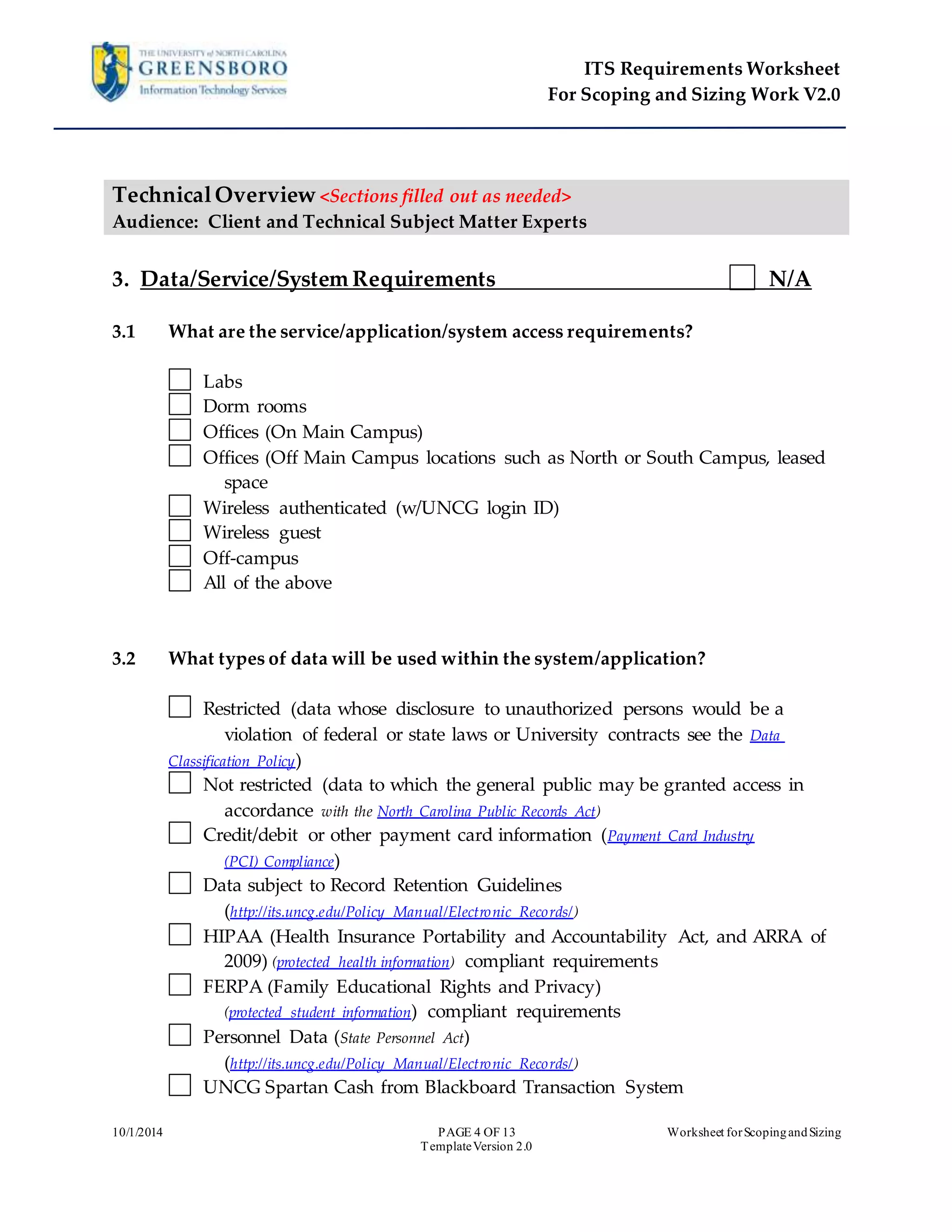 Its requirements worksheet for scoping and sizing v2.0 | DOCX