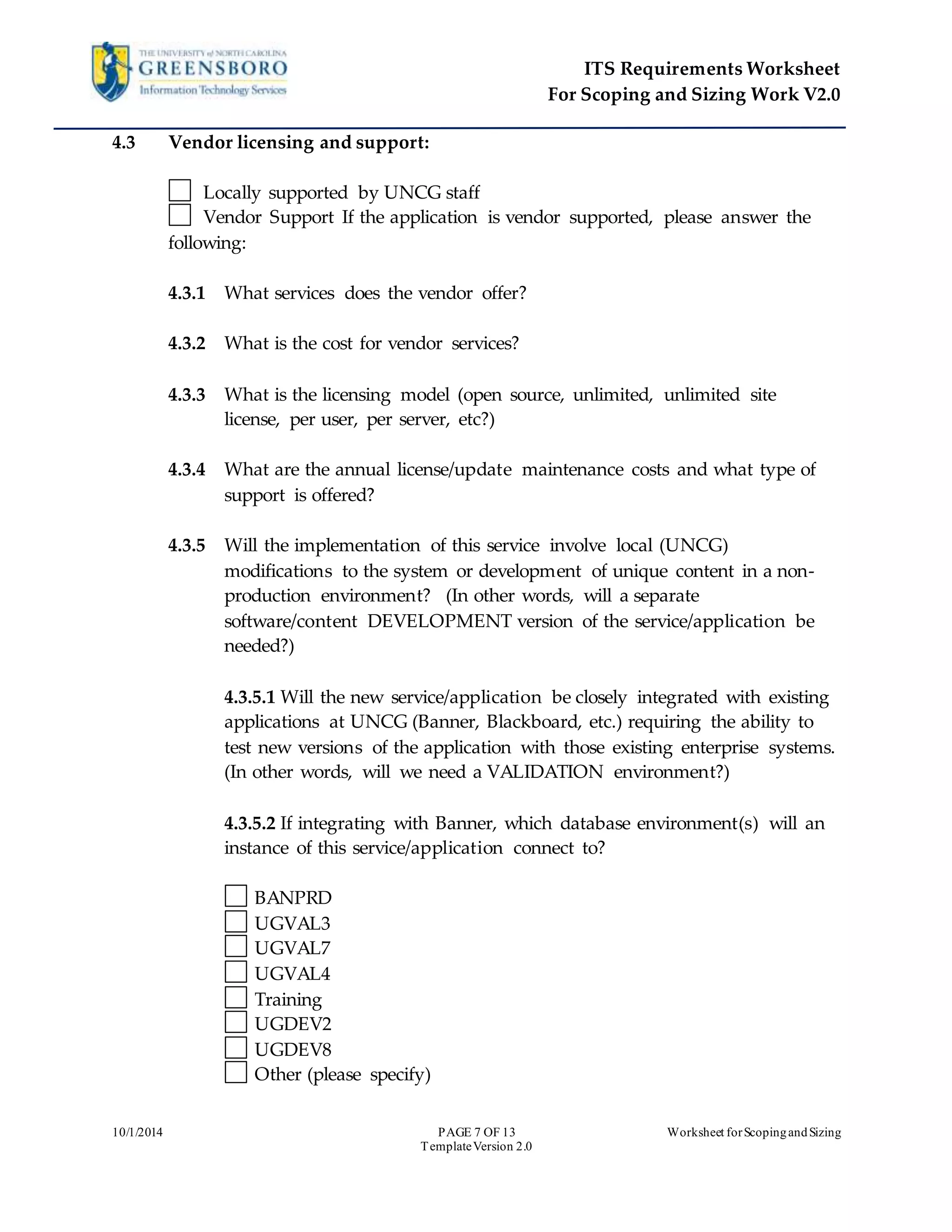 Its requirements worksheet for scoping and sizing v2.0 | DOCX