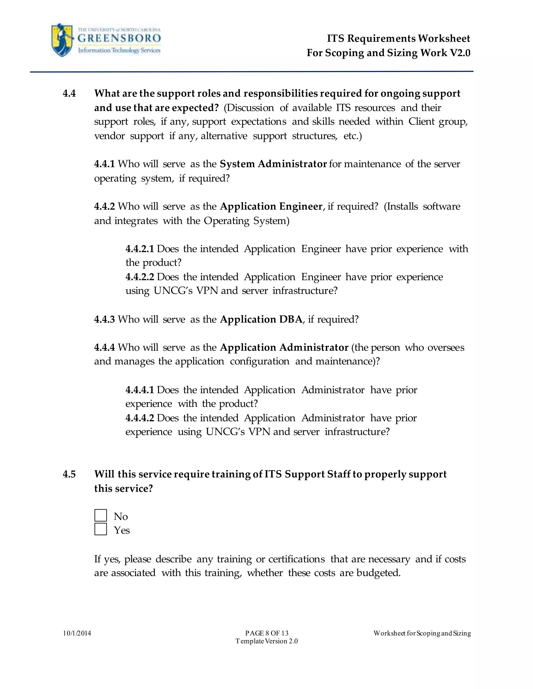 Its requirements worksheet for scoping and sizing v2.0 | DOCX