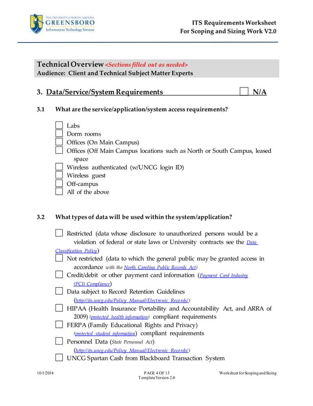 Its requirements worksheet for scoping and sizing v2.0 | DOCX