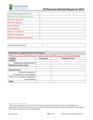 Its resource estimate for work request v2.3 | PDF