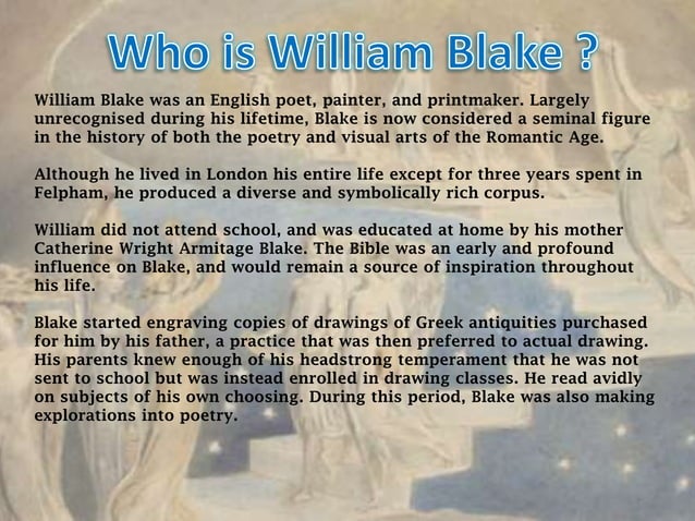 Short presentation on William Blake | PPTX | Poetry | Books and Literature
