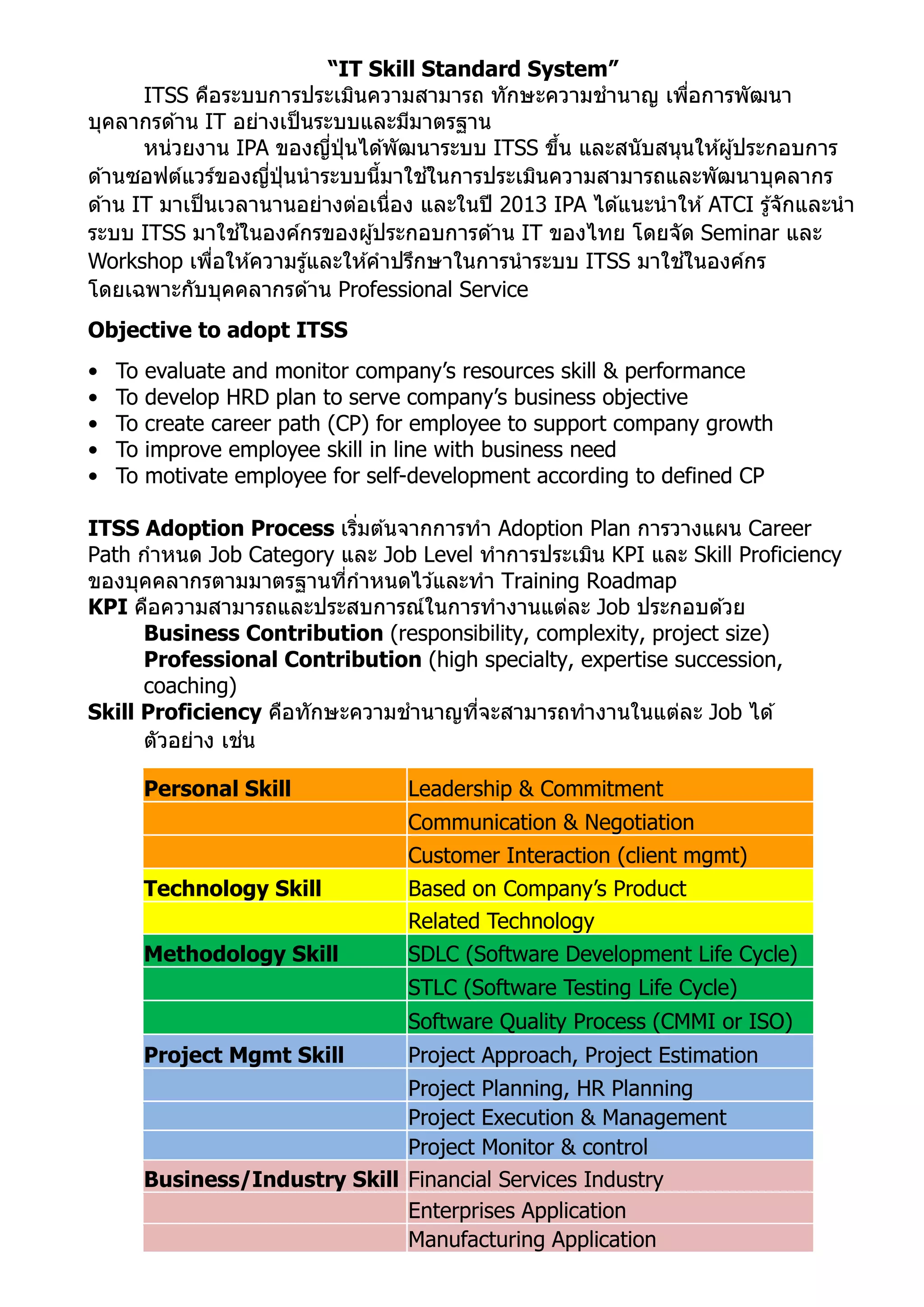 IT Skill Standard System | PDF