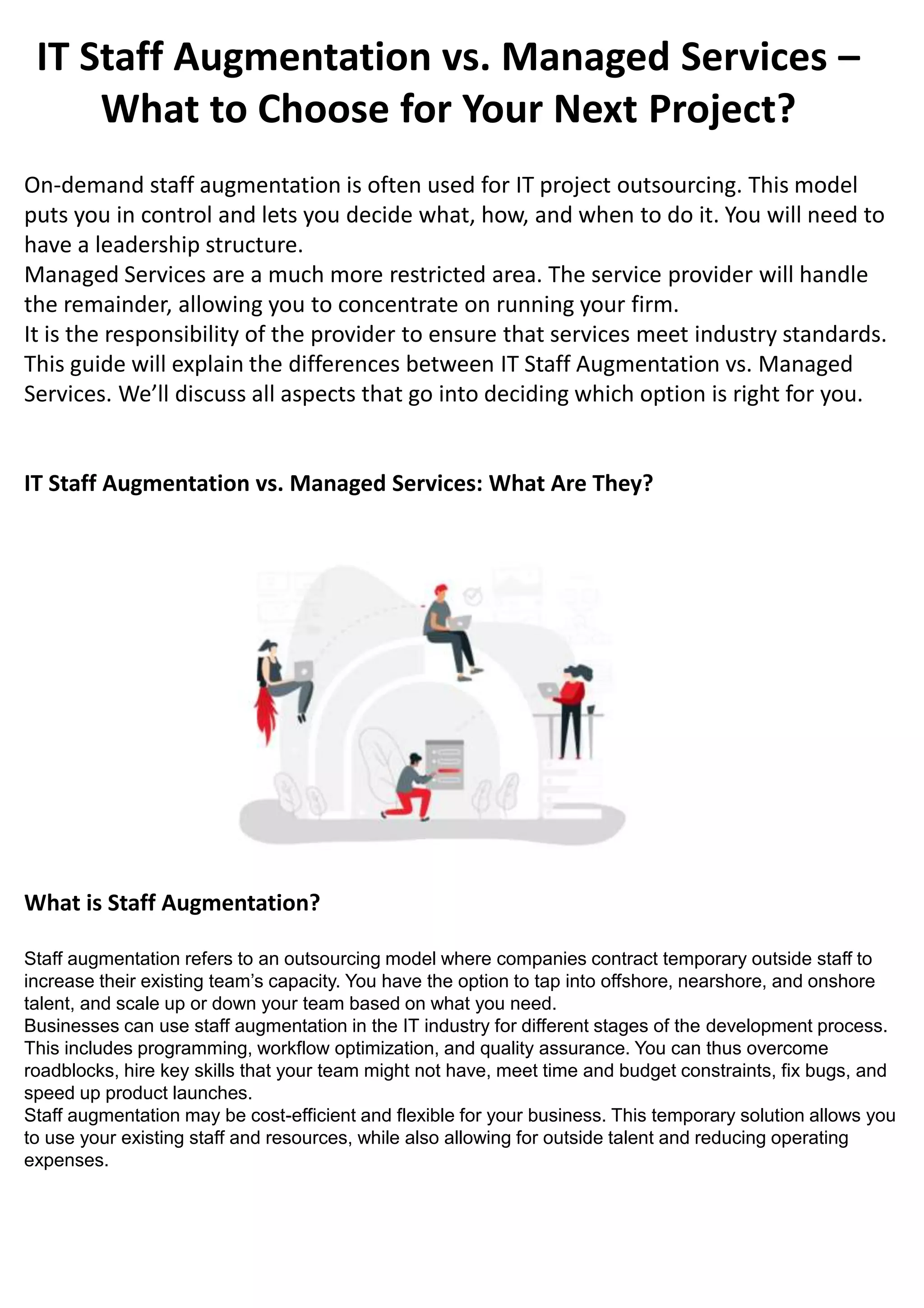 IT Staff Augmentation vs. Managed Services – What to Choose for Your Next Project.ppt