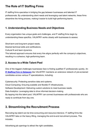 How IT Staffing Firms in Delaware Help Build High-Performing Teams | PDF