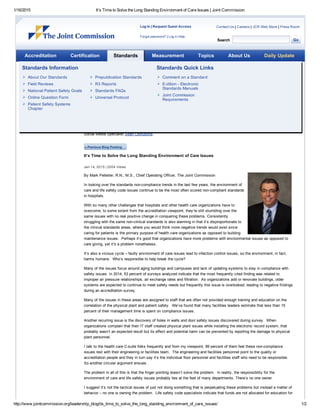 It’s time to solve the long standing environment of care issues joint ...