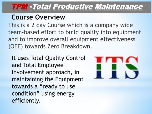 TPM Total Productive Maintenance Workshop for Quarry Plant (1) 09Oct16 ...