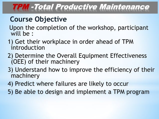 TPM Total Productive Maintenance Workshop for Quarry Plant (1) 09Oct16 ...